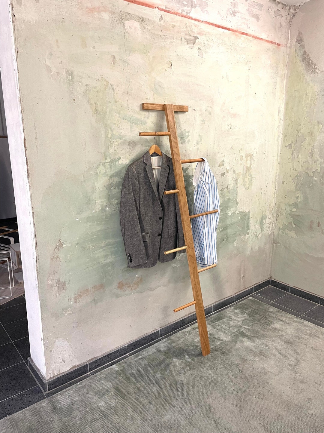 Handmade Wooden Clothes Ladder: Oak Towel Rack, Clothes Stand - Etsy