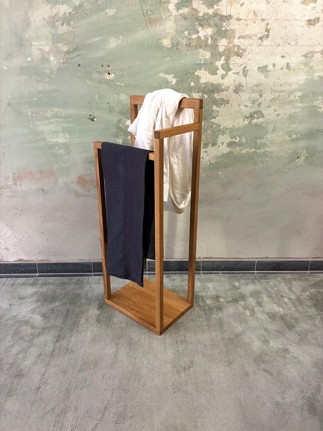 Handmade Oak & Walnut Valet Stand: Modern Clothes Butler, Made in ...