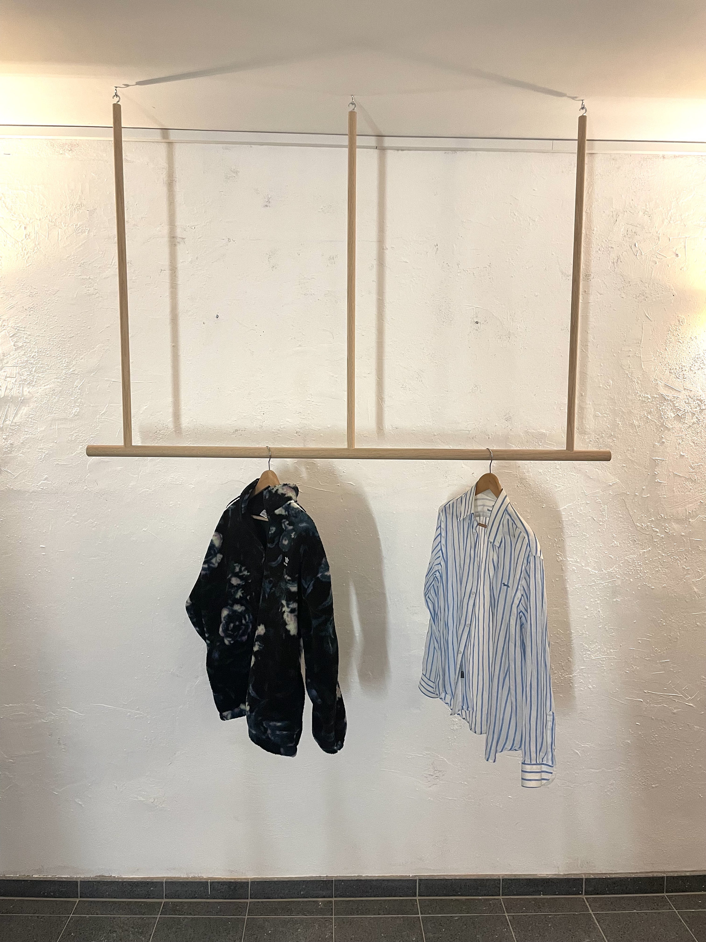 Solid Oak Ceiling Mounted Clothes Rack - Minimalist Design - Etsy