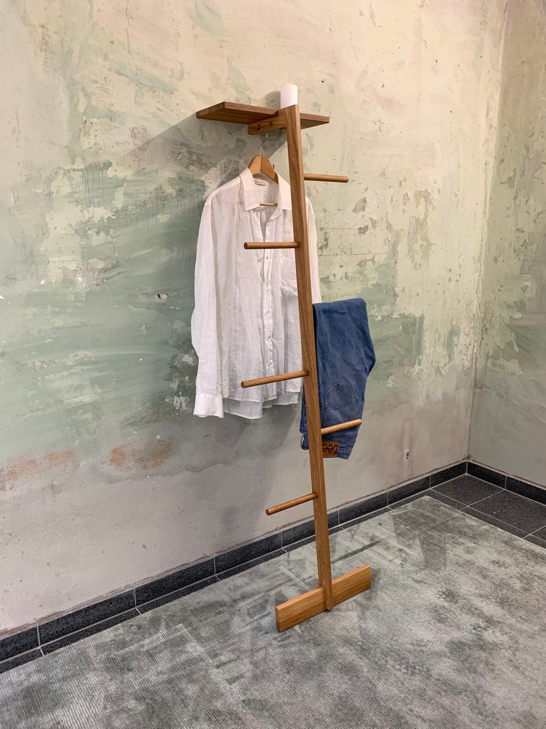 Handmade Oak Valet Stand: Clothes Ladder, Garment Rack - Etsy