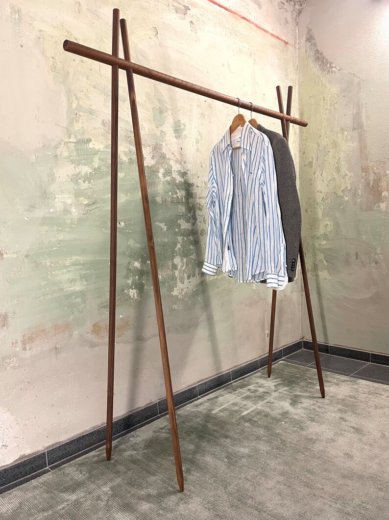 Minimalist Oak or Walnut Clothes Stand - Modern Shirt Rack (160cm) - Etsy