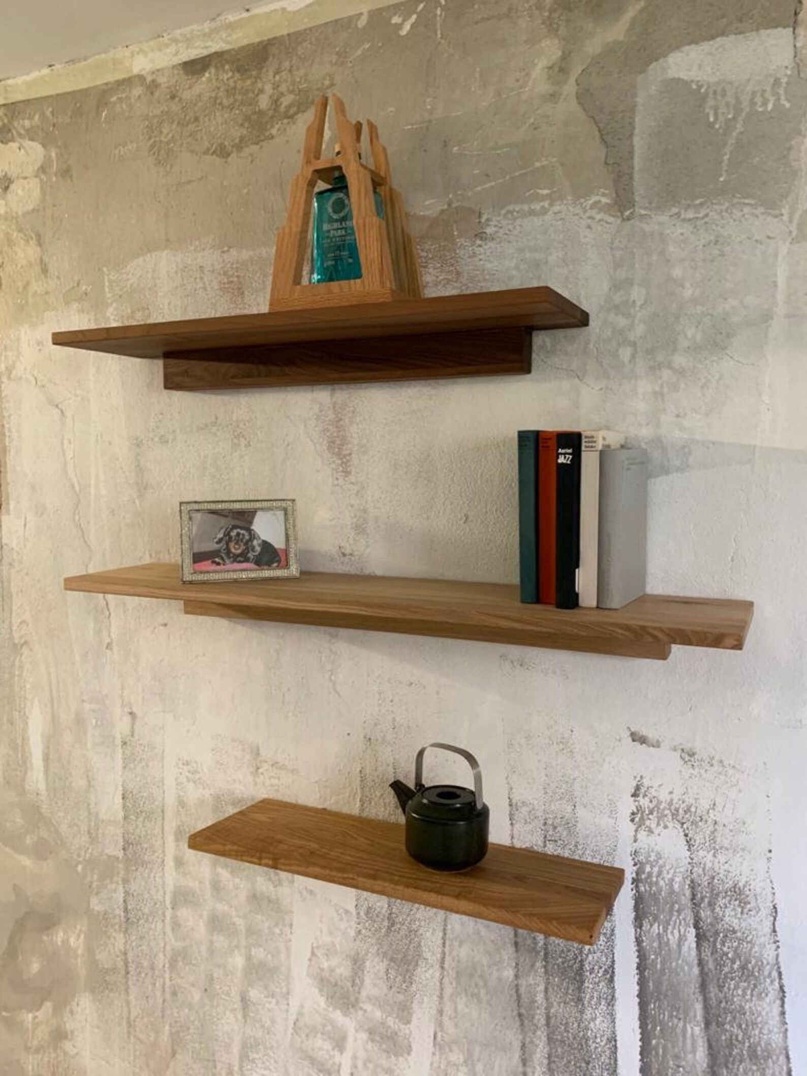 Modern Floating Shelves in Oak and Walnut Moderne - Etsy