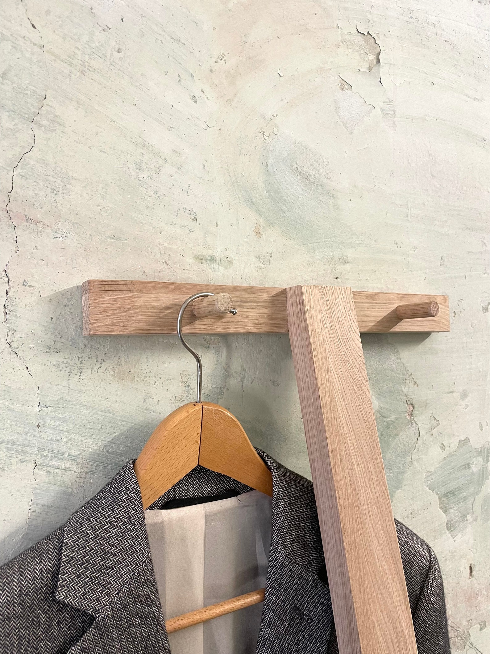 Handmade Oak Clothes Ladder: Modern Valet Stand - Etsy