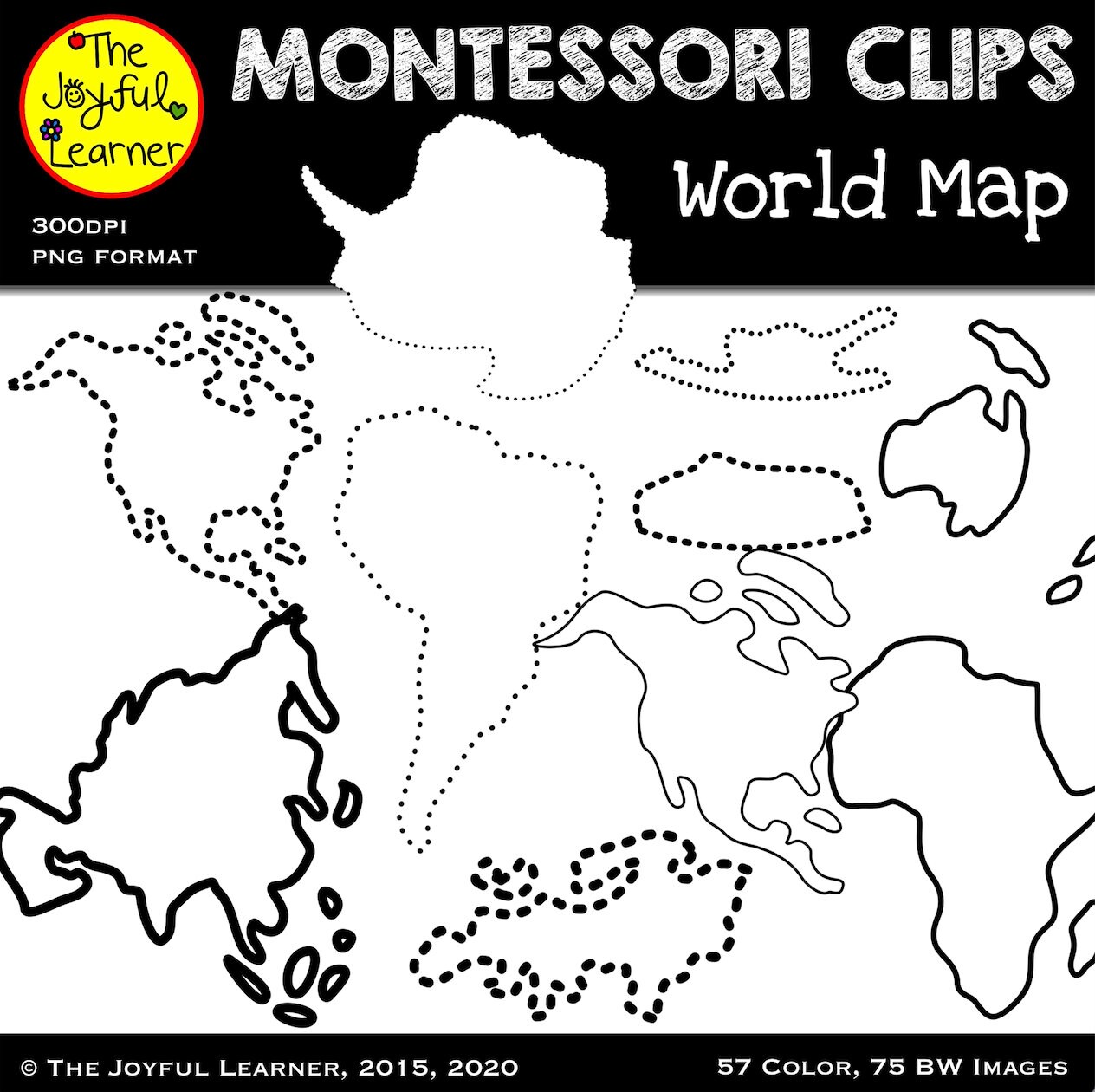 Clip Art: Montessori World Map & Continents - Etsy