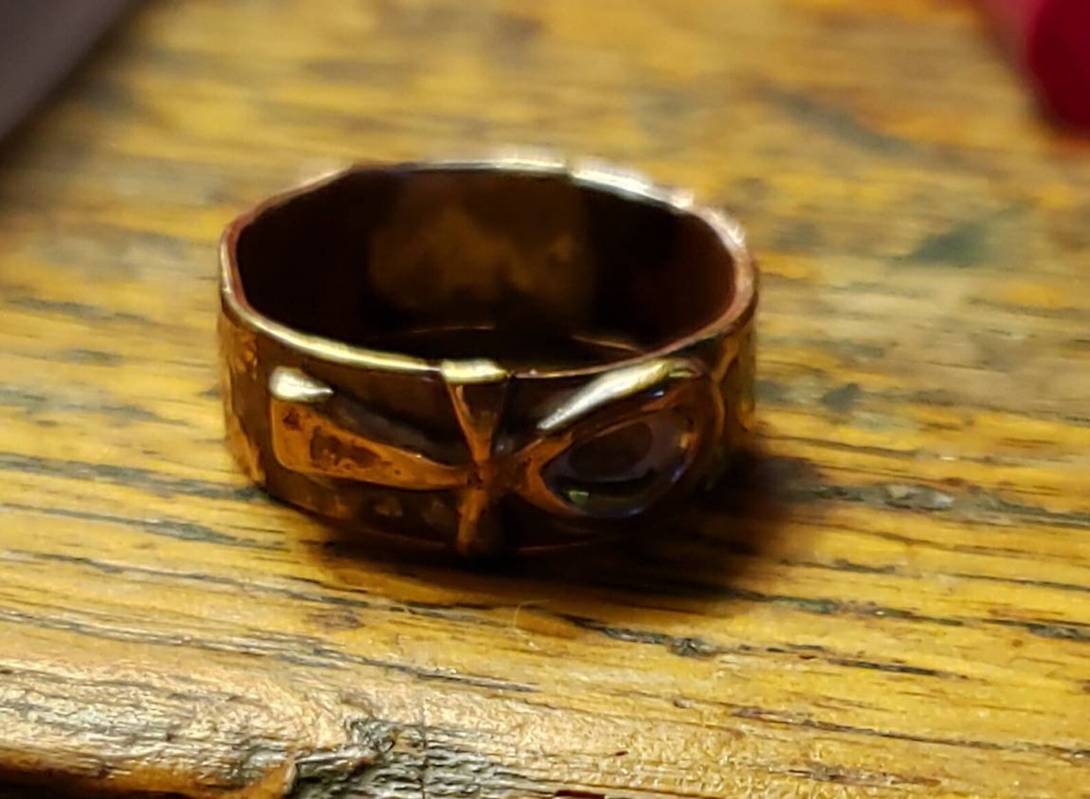 Handmade Copper and Brass Hammered Ankh or Key of Life Ring - Etsy