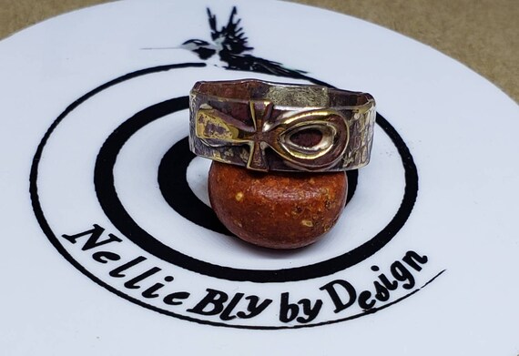 Handmade Copper and Brass Hammered Ankh or Key of Life Ring - Etsy