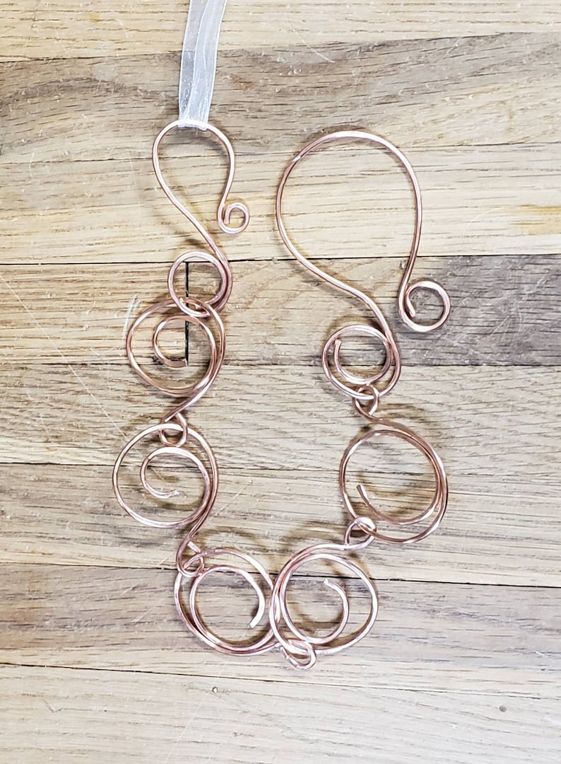 Handforged Hanger and Hammered Pure Copper Spiral Chain - Etsy
