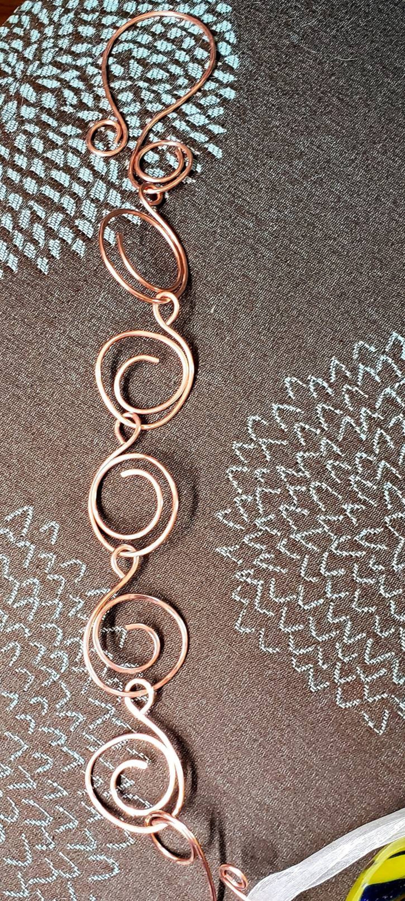 Handforged Hanger and Hammered Pure Copper Spiral Chain - Etsy