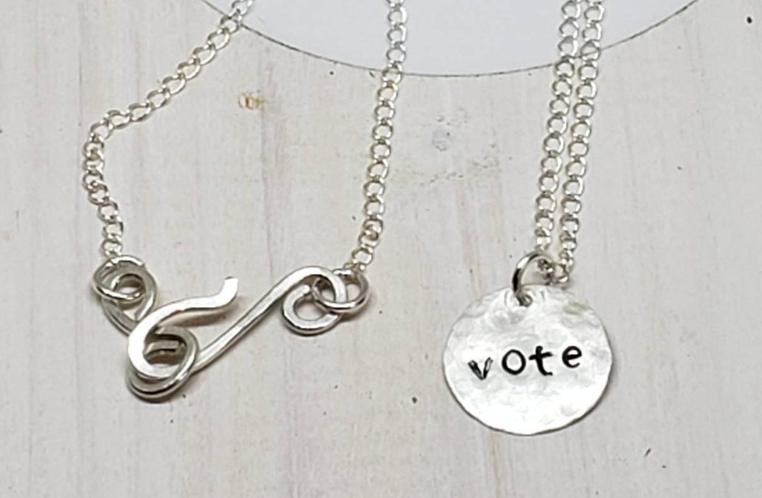 Handmade Handstamped Sterling Silver Vote Necklace With Sterling Silver ...