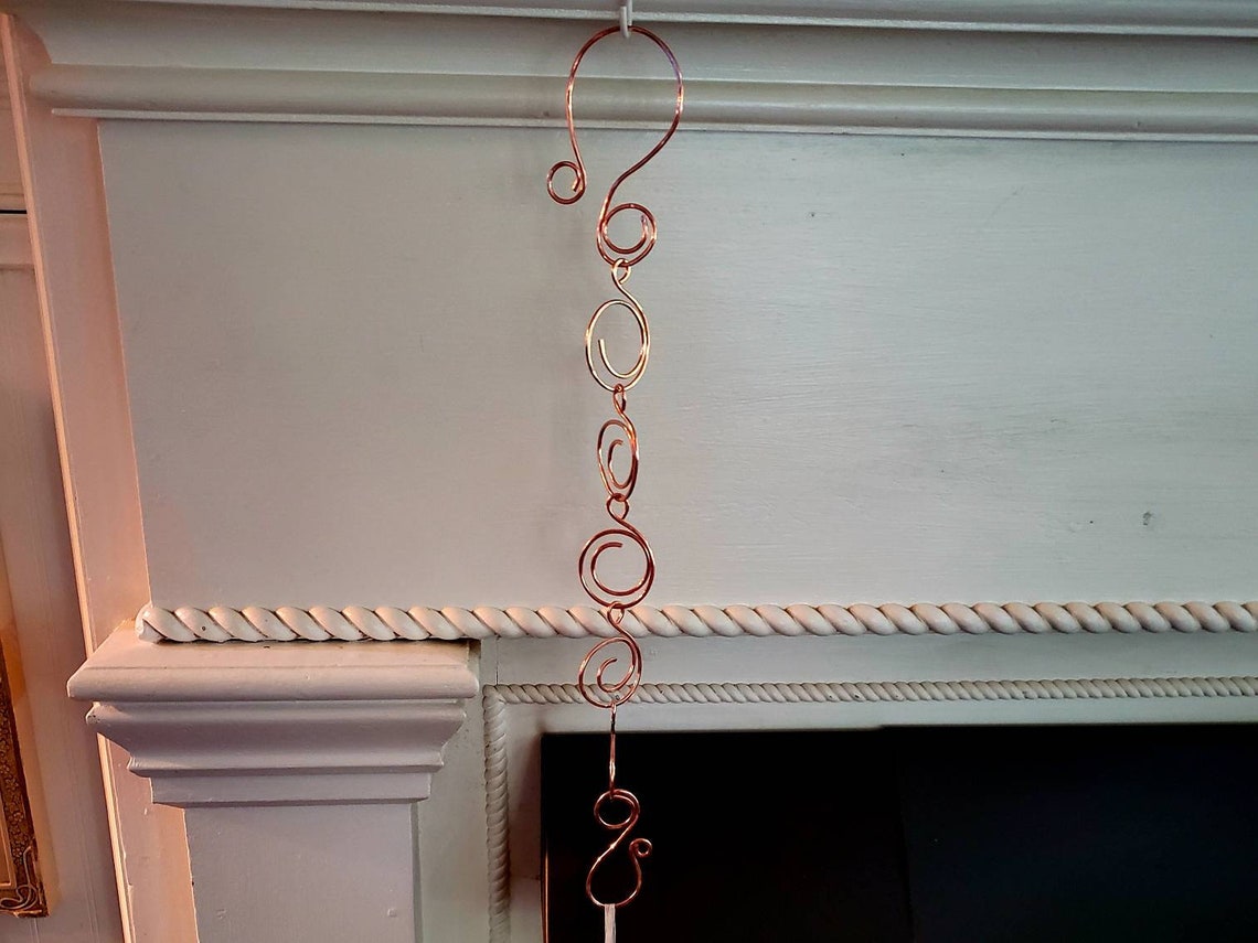 Handforged Hanger and Hammered Pure Copper Spiral Chain - Etsy