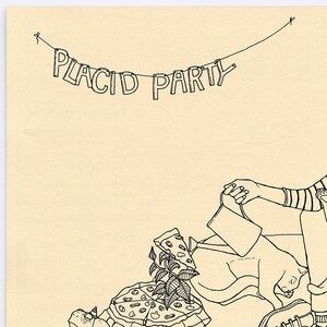 Original Drawing Illustration placid Party, Ink on Paper - Etsy