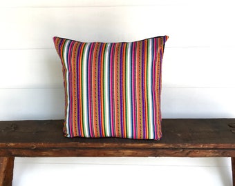 Peruvian Ethnic Pillow Cover, Colorful Peruvian Fabric, Bright Colors ...