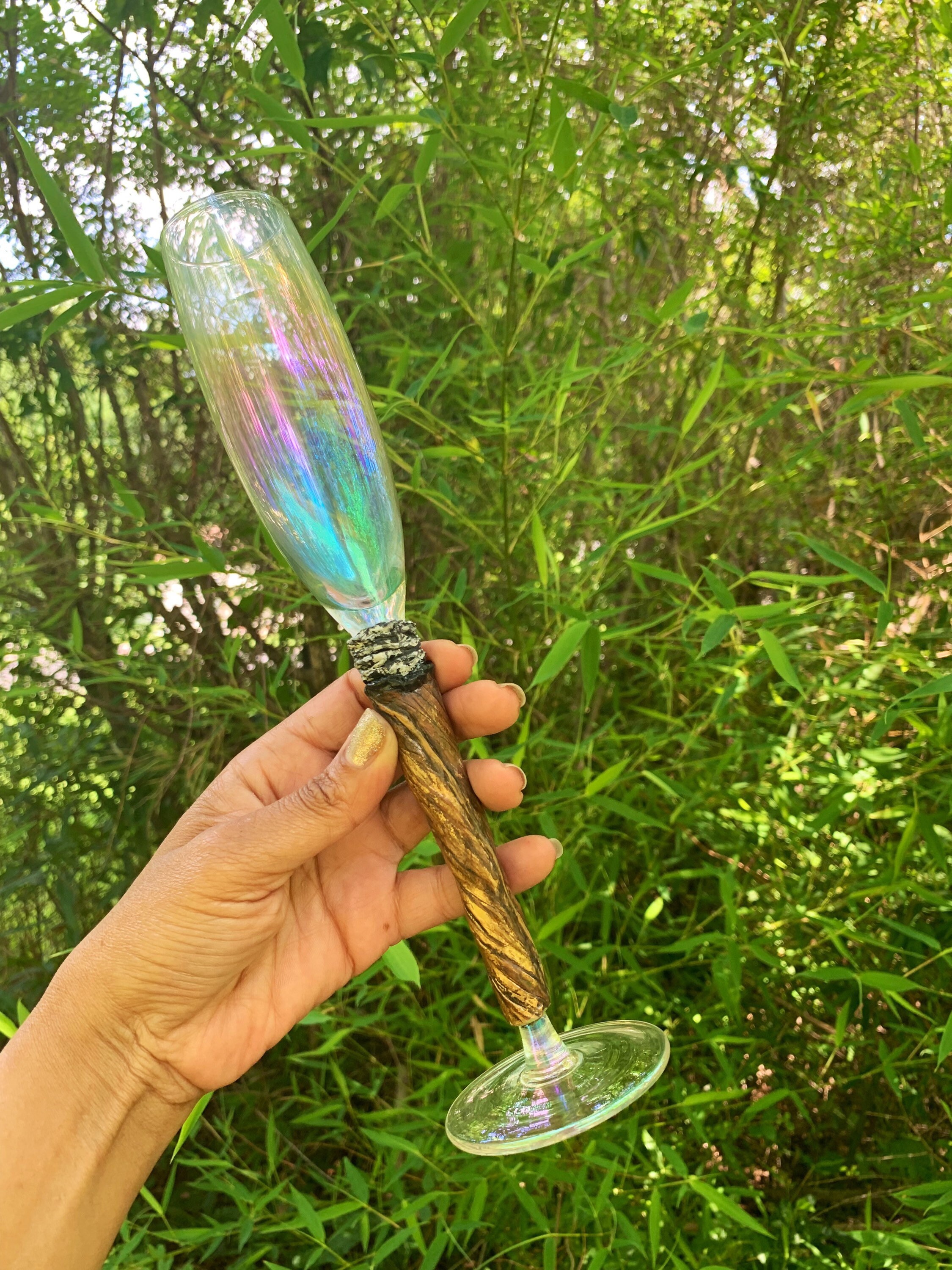 Blunt Stem Iridescent Champagne Glass Cannabis Marijuana Cigar | Etsy