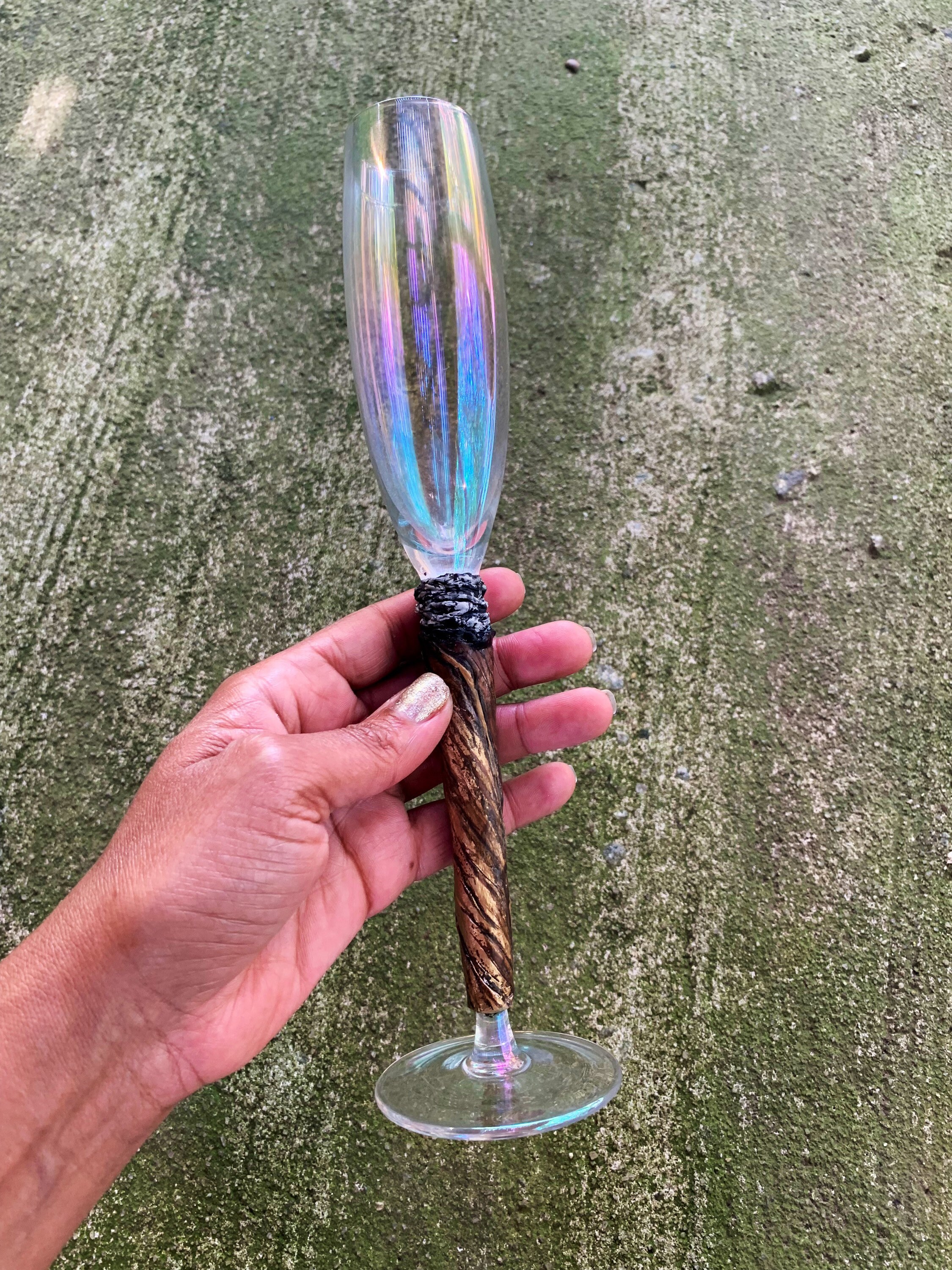 Blunt Stem Iridescent Champagne Glass Cannabis Marijuana Cigar | Etsy