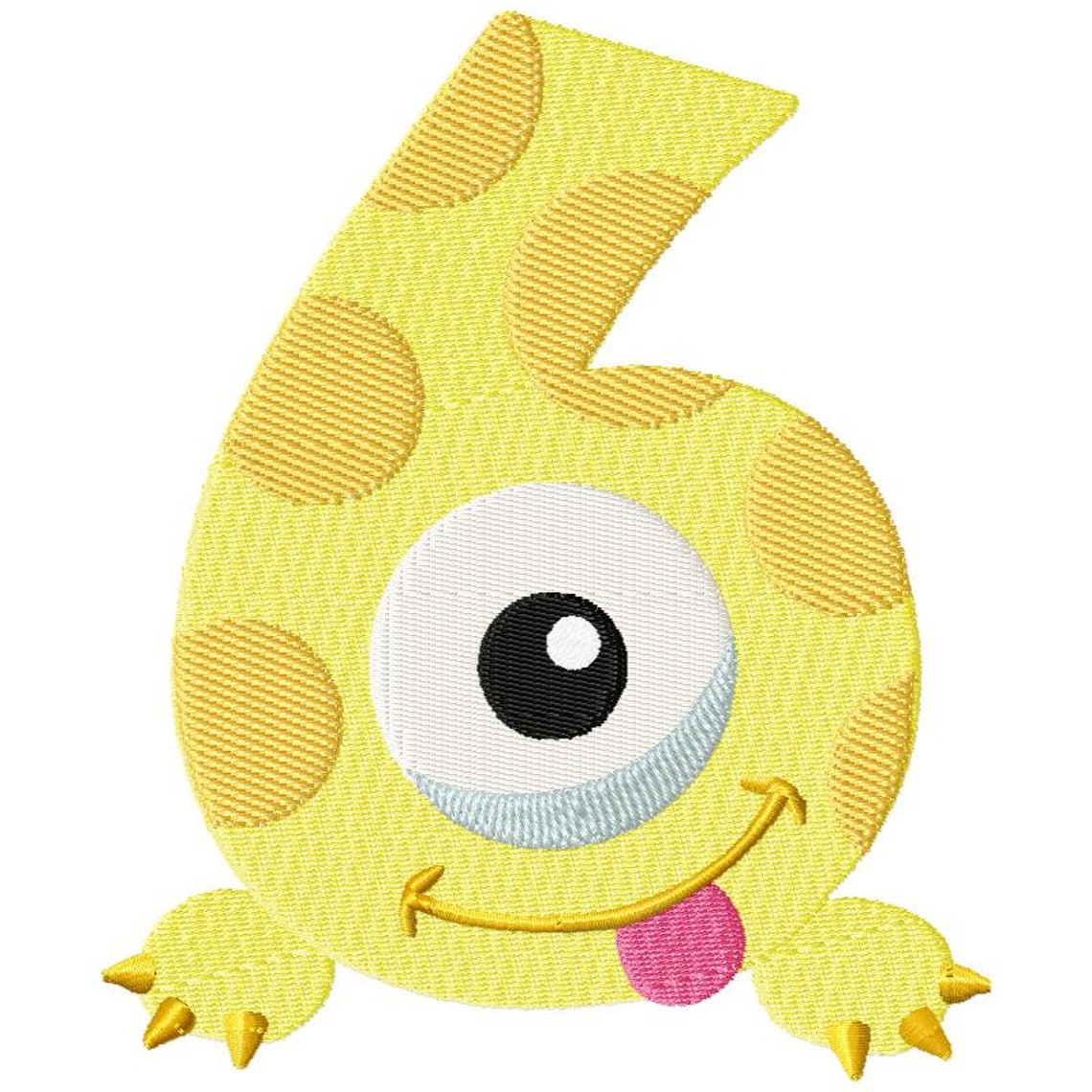 Monster Number 6 Embroidery Design | Etsy