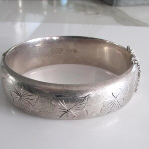 Vintage Harrods Excalibur Sterling Silver Engraved Hinged Bracelet - Etsy