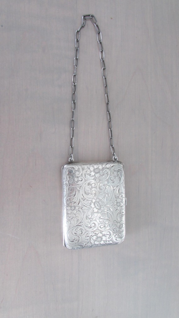 Sterling Silver Antique Chain Purse - Gem
