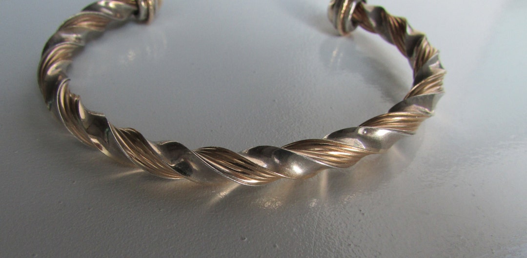 Peter Brams Designs Classic Twisted Sterling Silver & 14k Gold Bracelet - Etsy
