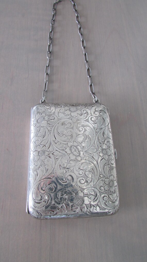 Sterling Silver Antique Chain Purse - Gem