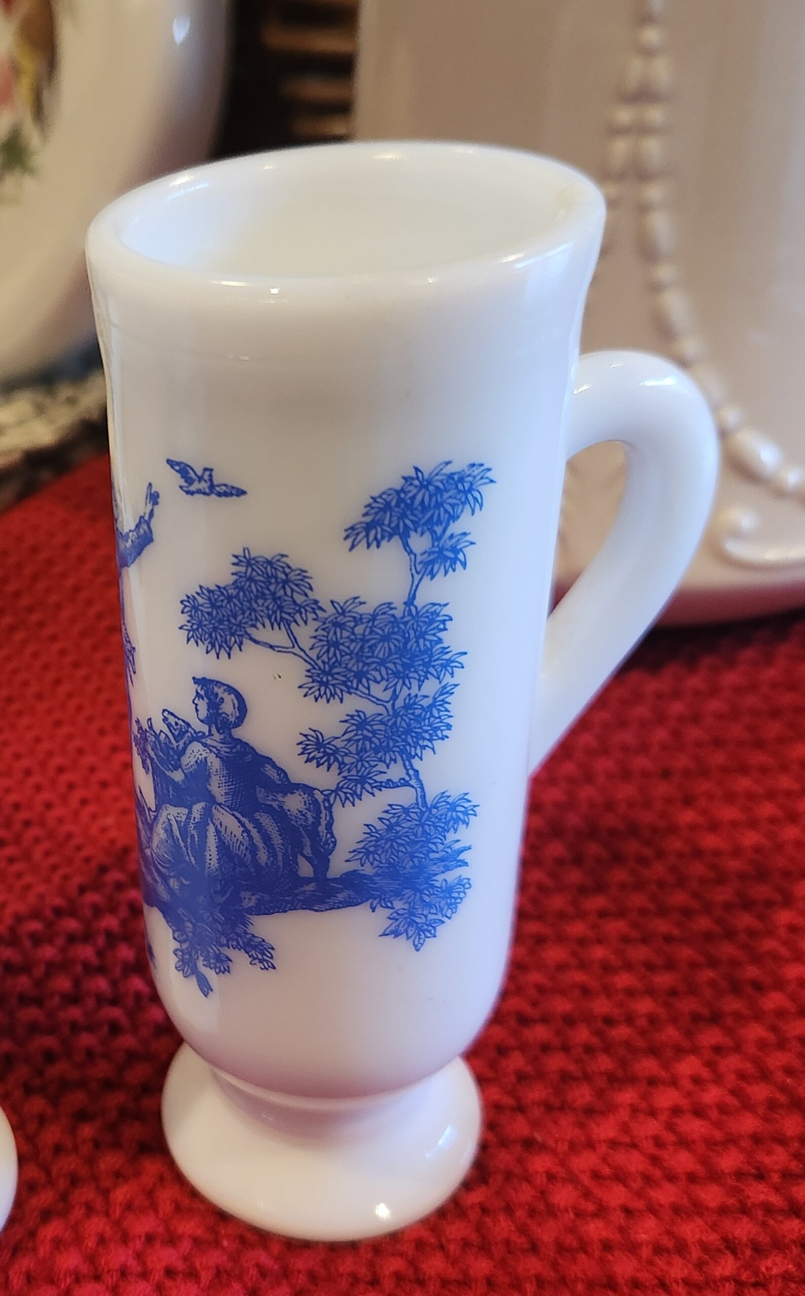 Vintage Avon Collectable Milk Glass Demitasse Mugs, Blue and White ...