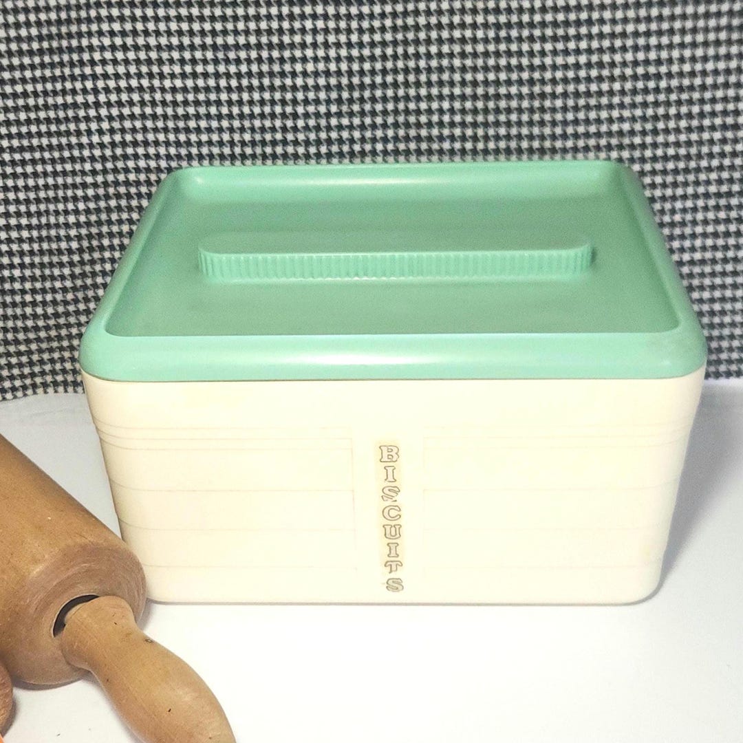 Vintage Art Deco Large Biscuit Box Storage With Lid, Duperite Bakerlite ...