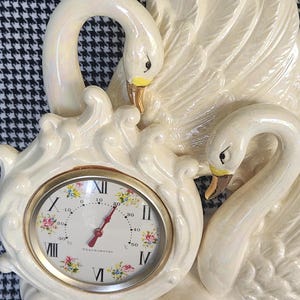 Vintage Swans Porcelain Figurine Thermometer, Japanese Lustreware ...
