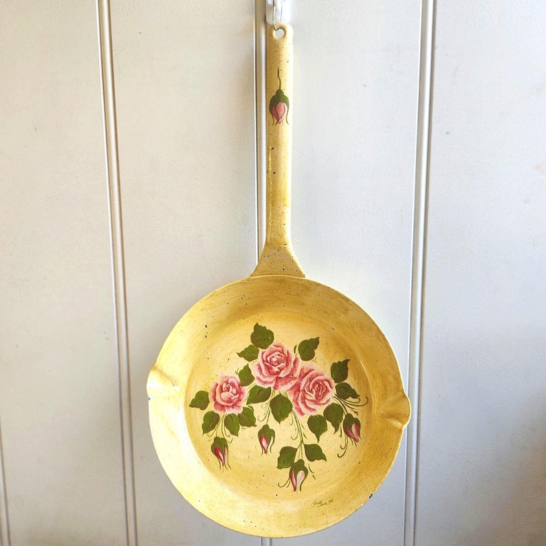 Vintage 1990 Hand Painted Metal Skillet Wall Art, Signed by Artist ...