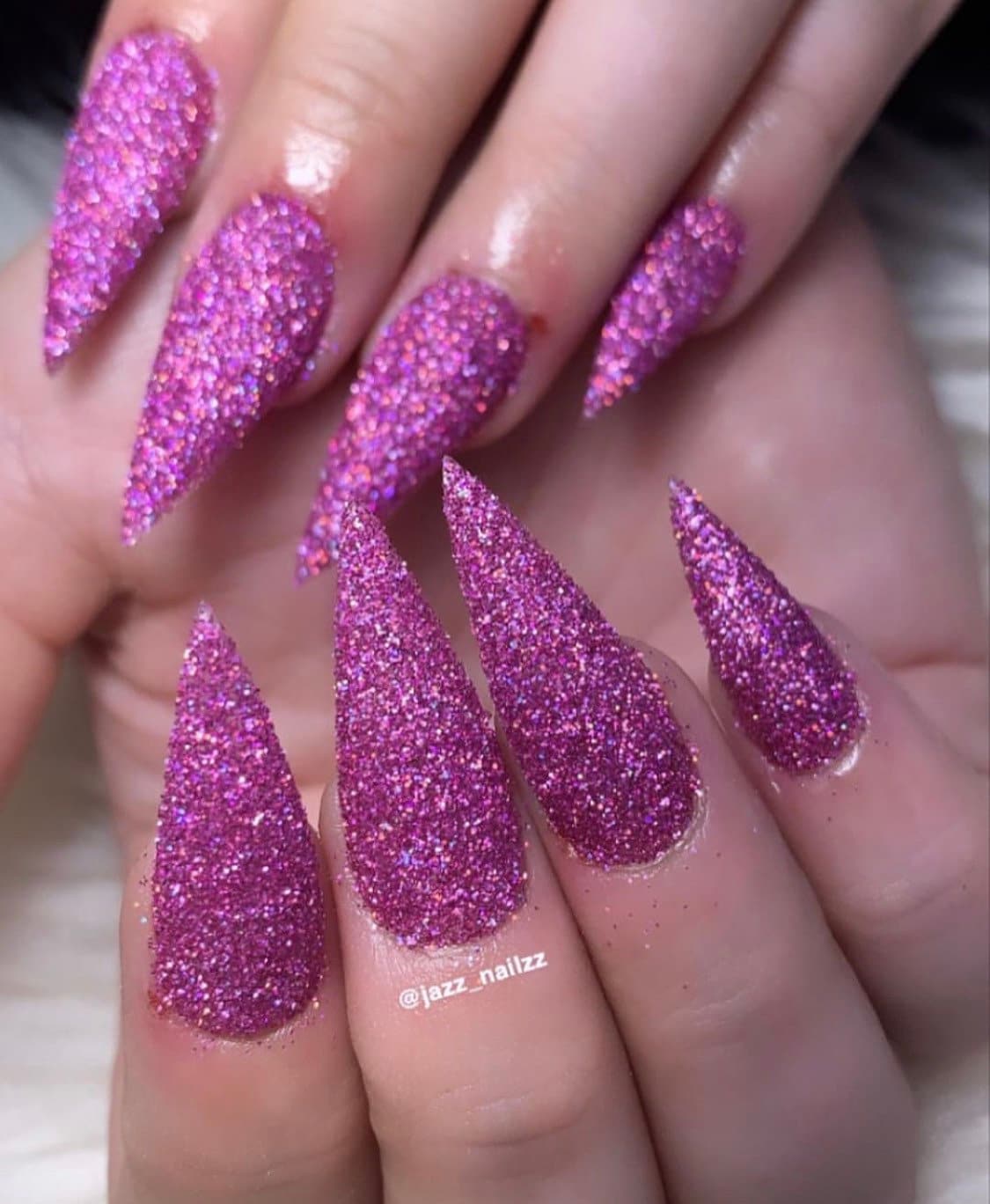 Pink Glitter Acrylic Nail Designs