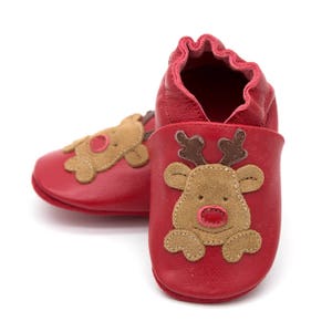Rudolph Moccasin, Red Reindeer Shoes for Boy or Girl, Baby or Toddler ...