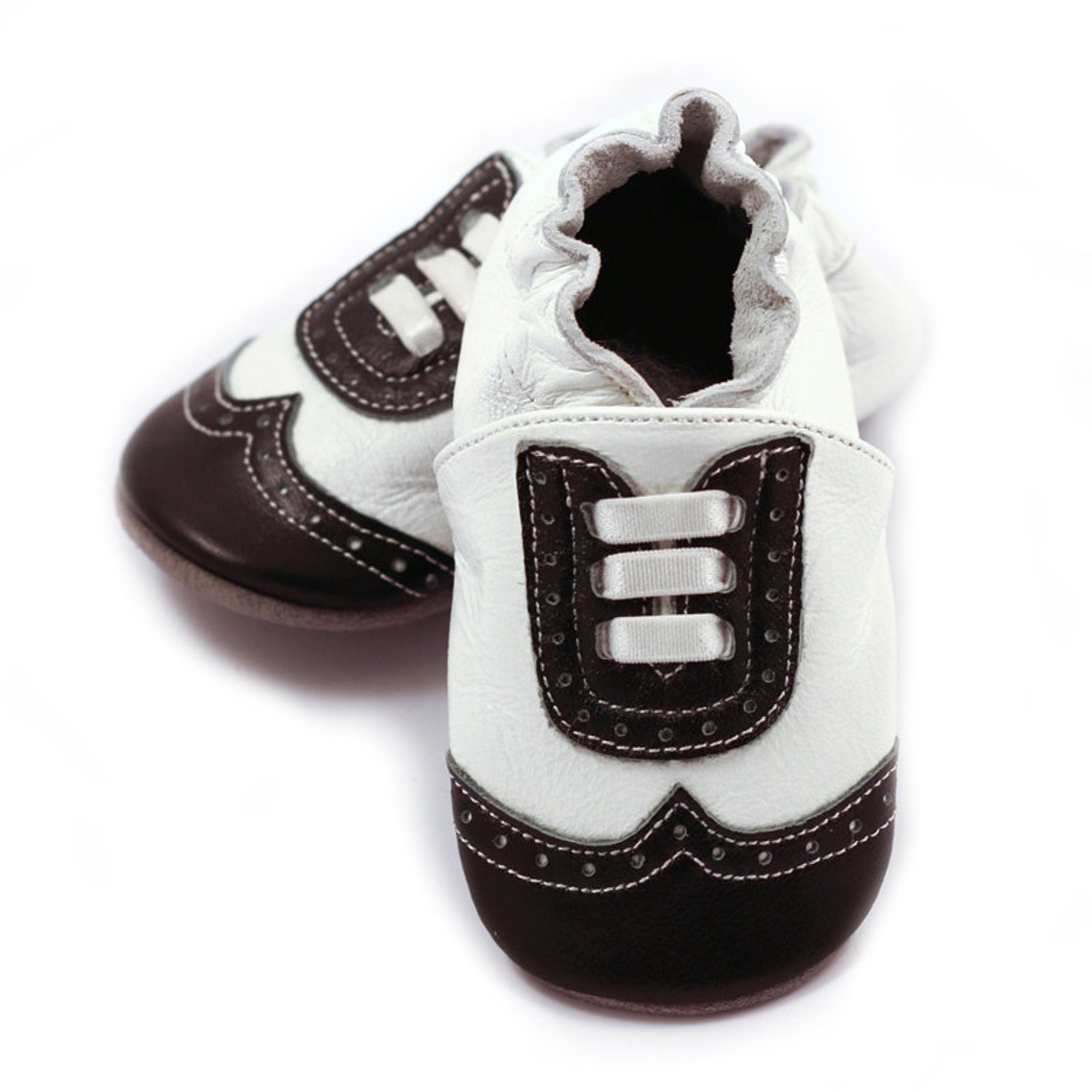 White and Black Wingtip Baby Shoes for Boys Dressy Leather | Etsy