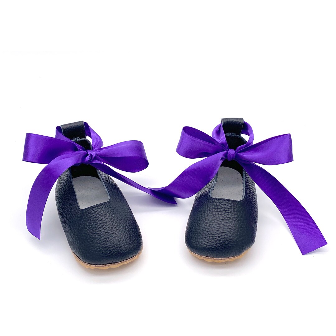 Witch Kids Costume Shoes, Black Leather Ballet Girl Shoes, Halloween ...