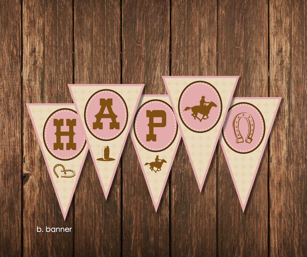 Cowgirl Theme Birthday Party - Personalized Banner Printable - Etsy