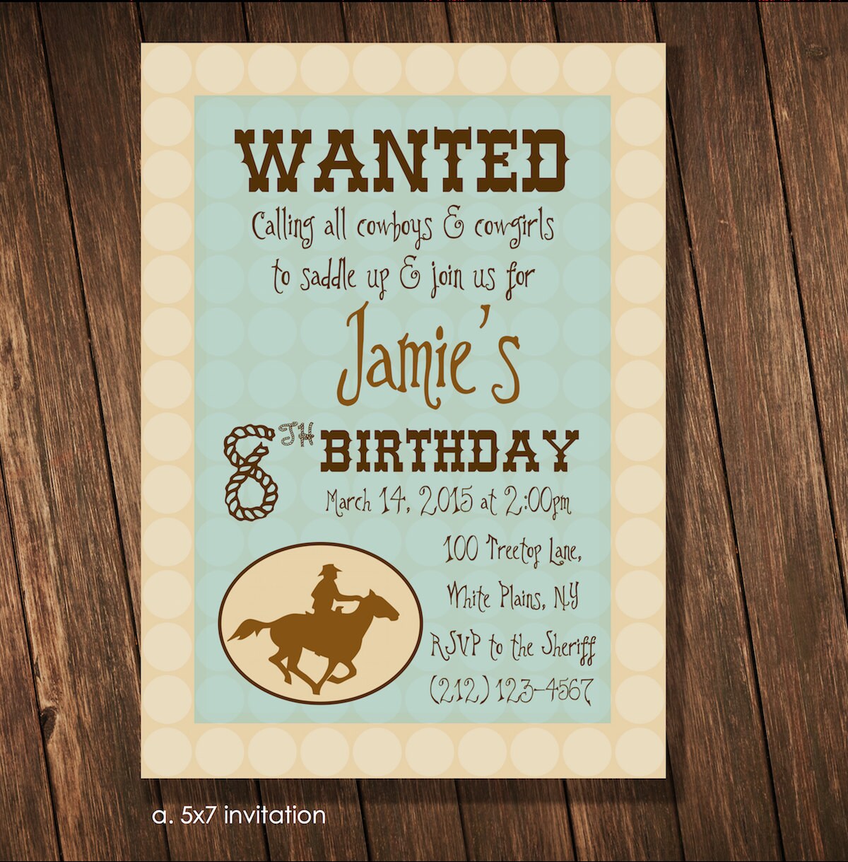 Cowboy Theme Birthday Party - Personalized 5x7 Invitation Printable - Etsy