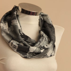 Infinity Scarf, Movie Scene Pattern Scarf, Black and White Poster ...