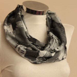 Infinity Scarf, Movie Scene Pattern Scarf, Black and White Poster ...