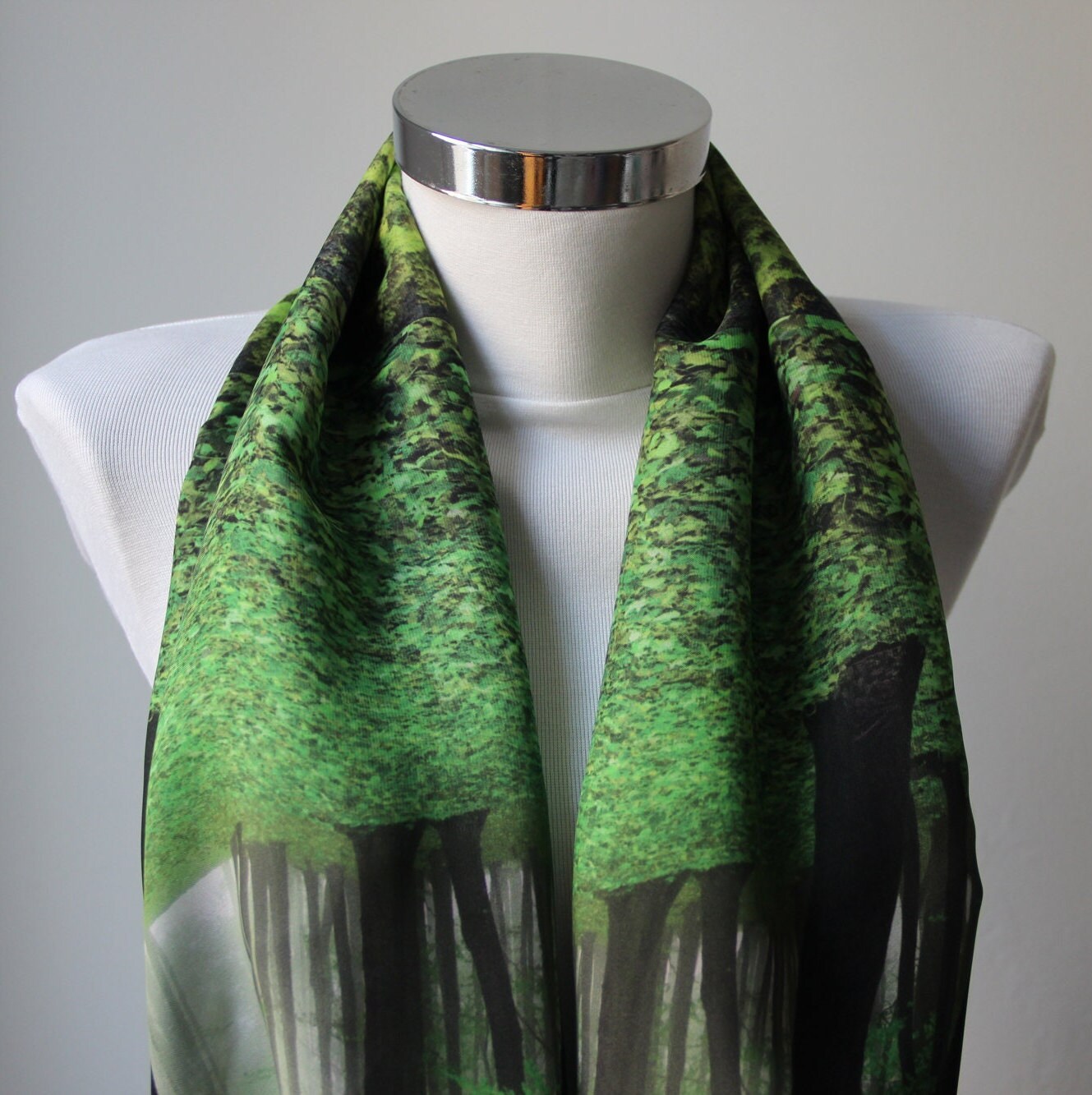 Elegant Green Meadow and Forest Design Infinity Scarf, Nature Pattern ...