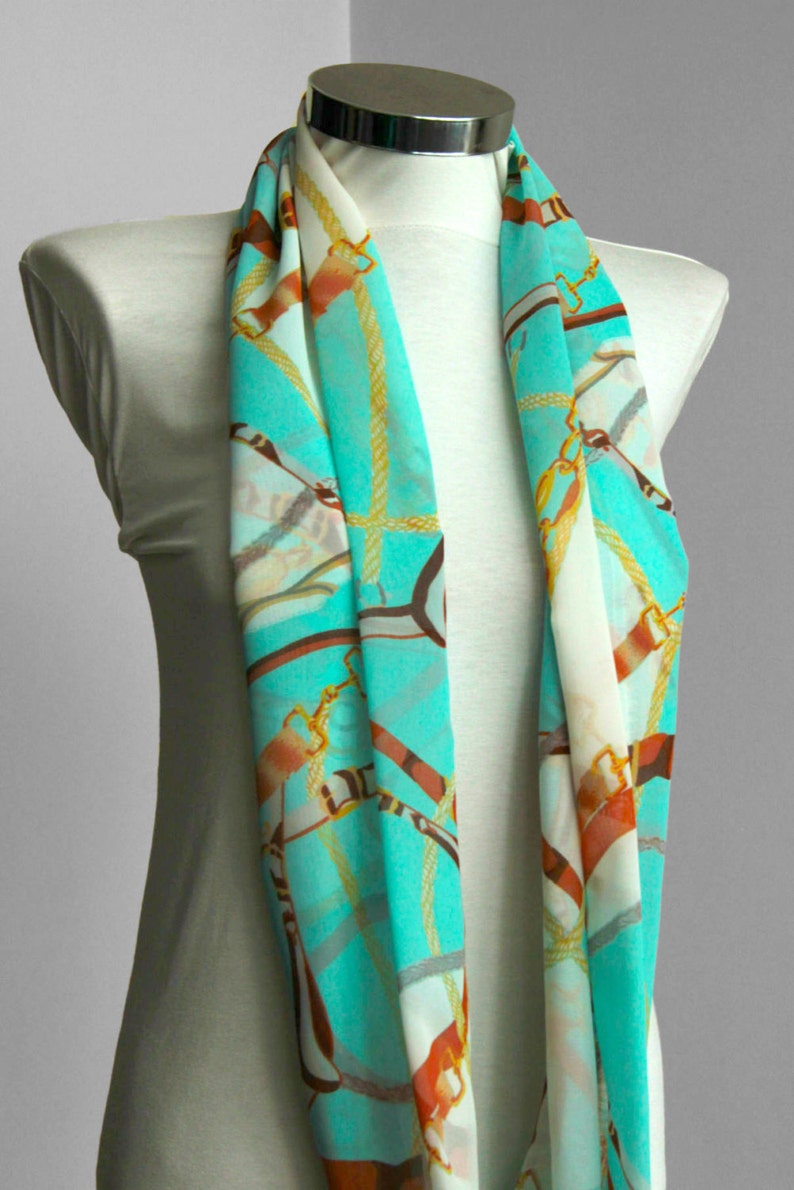 Belt & Rope Design Turquoise Infinity Scarf Circle Scarf | Etsy