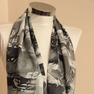 Infinity Scarf, Movie Scene Pattern Scarf, Black and White Poster ...