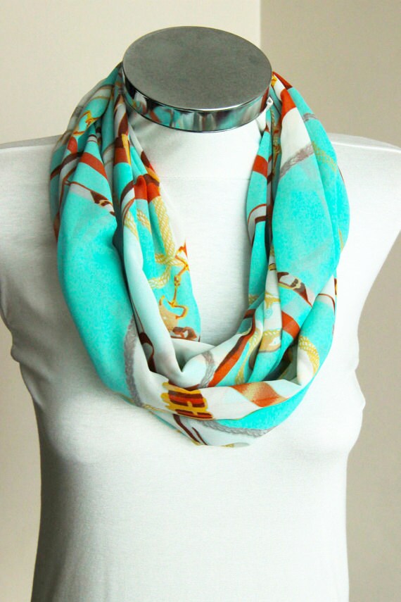 Belt & Rope Design Turquoise Infinity Scarf Circle Scarf | Etsy