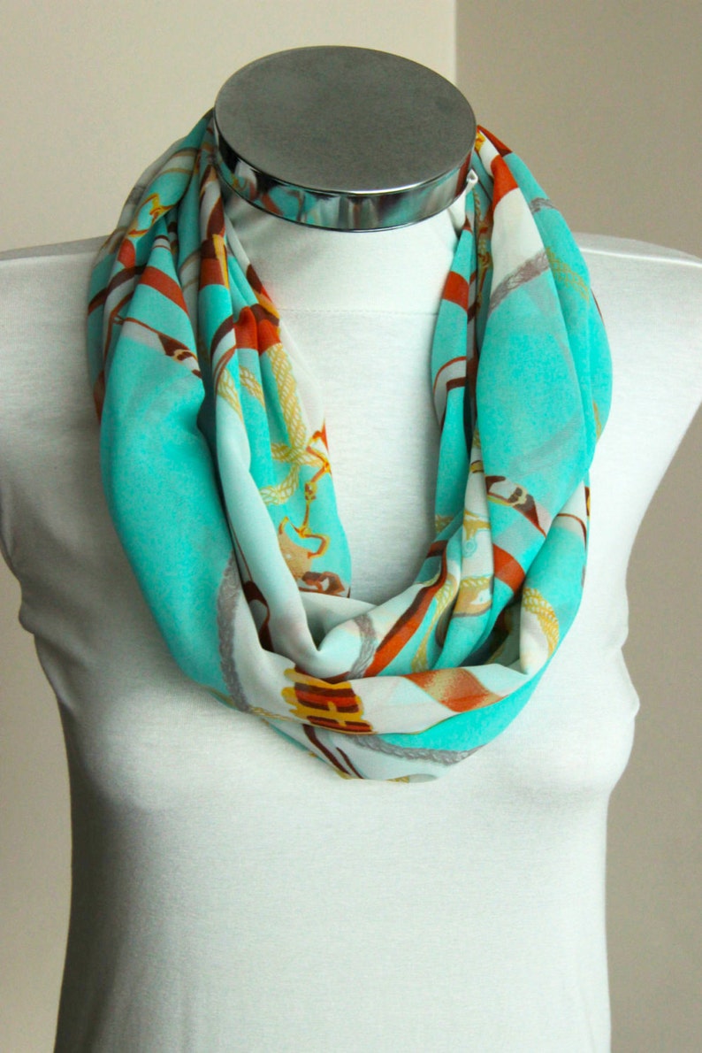 Belt & Rope Design Turquoise Infinity Scarf Circle Scarf | Etsy