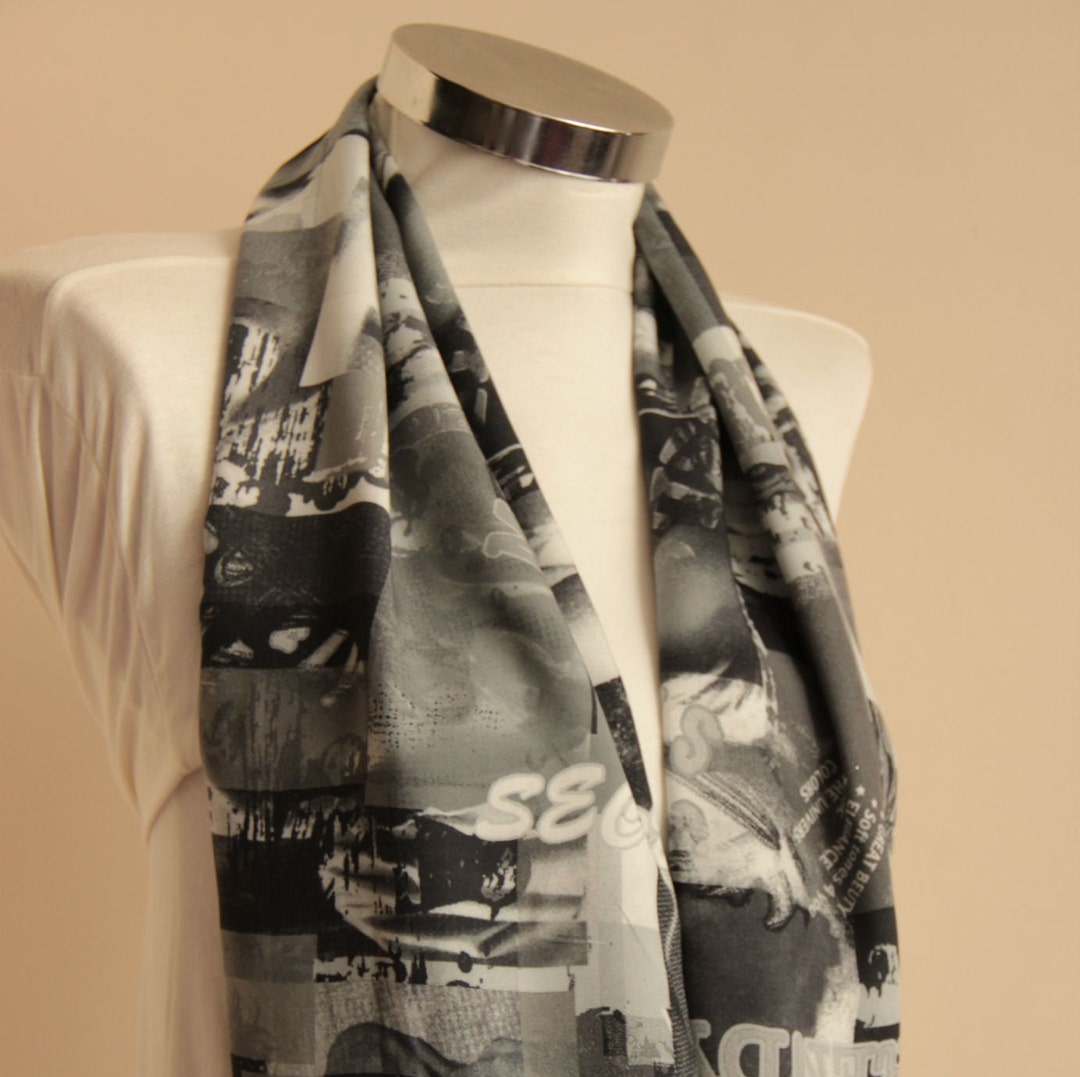 Infinity Scarf, Movie Scene Pattern Scarf, Black and White Poster ...