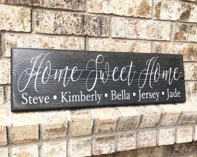 New Home Gift Sign, Personalized Wall Sign, Family Initial and ...