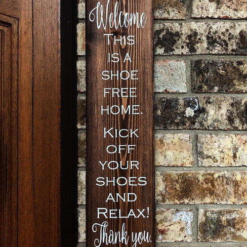 Door Sign No Soliciting Please Remove Shoes Once Inside Wood - Etsy