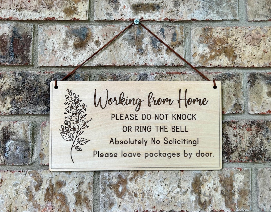Working From Home Wood Sign, No Soliciting, Do Not Disturb - Etsy