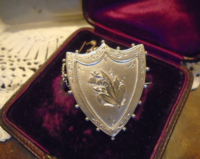 ANTIQUE VICTORIAN STERLING Silver Crest Sweetheart Brooch 1888 - Etsy