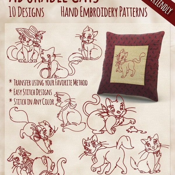 SALE Hand Embroidery Patterns Redwork Designs Glorious Trees in 4 Sizes PDF Instant Download ...