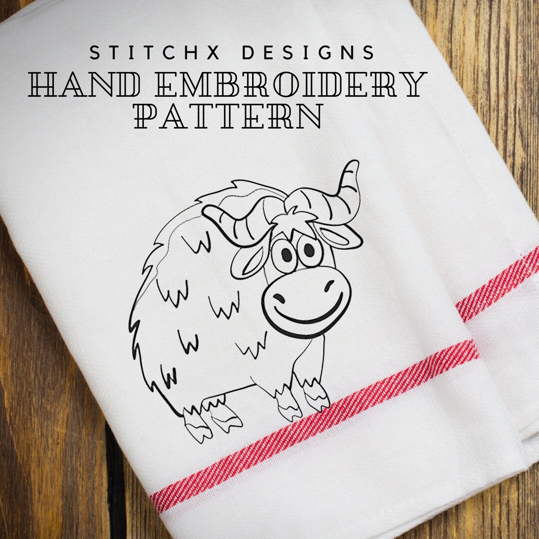 SALE Hand Embroidery Baby Cow Pattern Redwork Design in 4 Sizes PDF ...