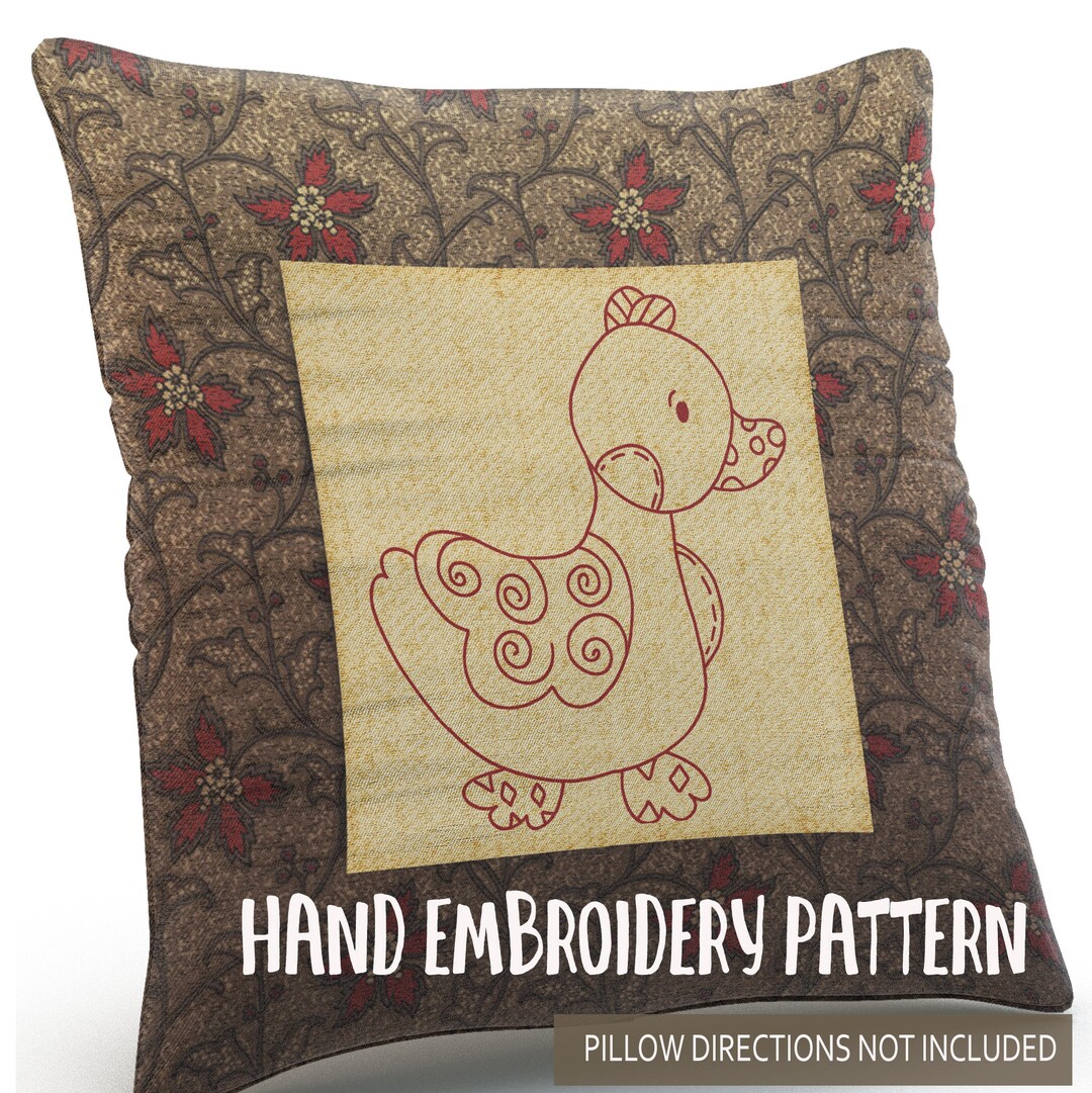 Hand Embroidery Pattern - Redwork Design - Baby Duck in 4 Sizes - PDF ...