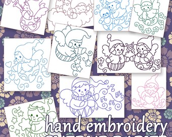 SALE Hand Embroidery Patterns Redwork Designs Fancy Flowers in 4 Sizes ...