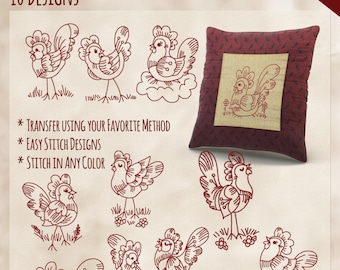 Redwork Hand Embroidery | Etsy